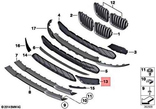 Genuine BMW X1 E84 Front Bumper Trim Grille Left OEM 51117303755 | eBay