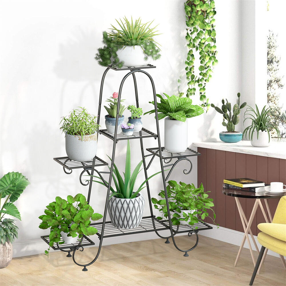 6/7/9 Tiers Metal Weather Resistant Plant Stand Flower Pots Display ...