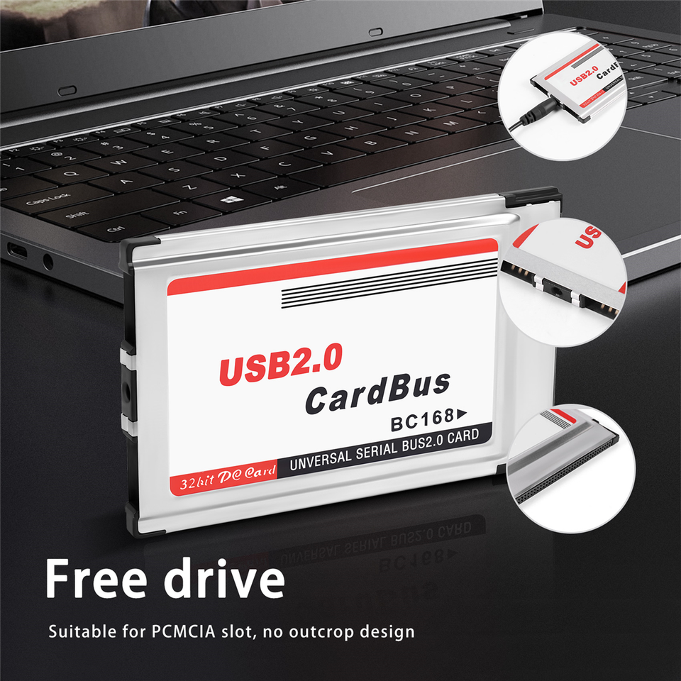 PCMCIA to USB 2.0 CardBus Dual 2 Port 480M Card Adapter for Laptop ...