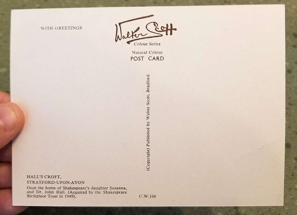 PC HALL'S CROFT SHAKESPEAR'S DAUGHTER SUSANNA HALL HOME STRAFORD-UPON ...