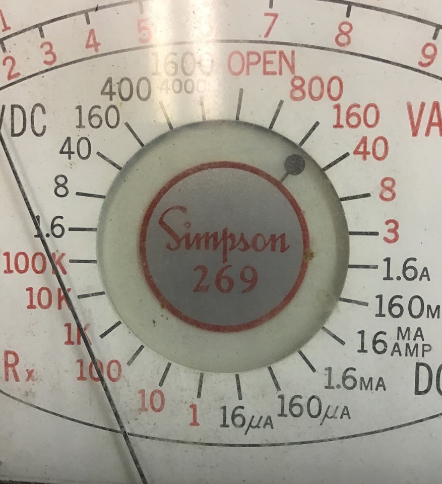 Simpson 269 Ultra High Sensitivity OHMS Meter .001 Watt 600 OHMS (B379 ...