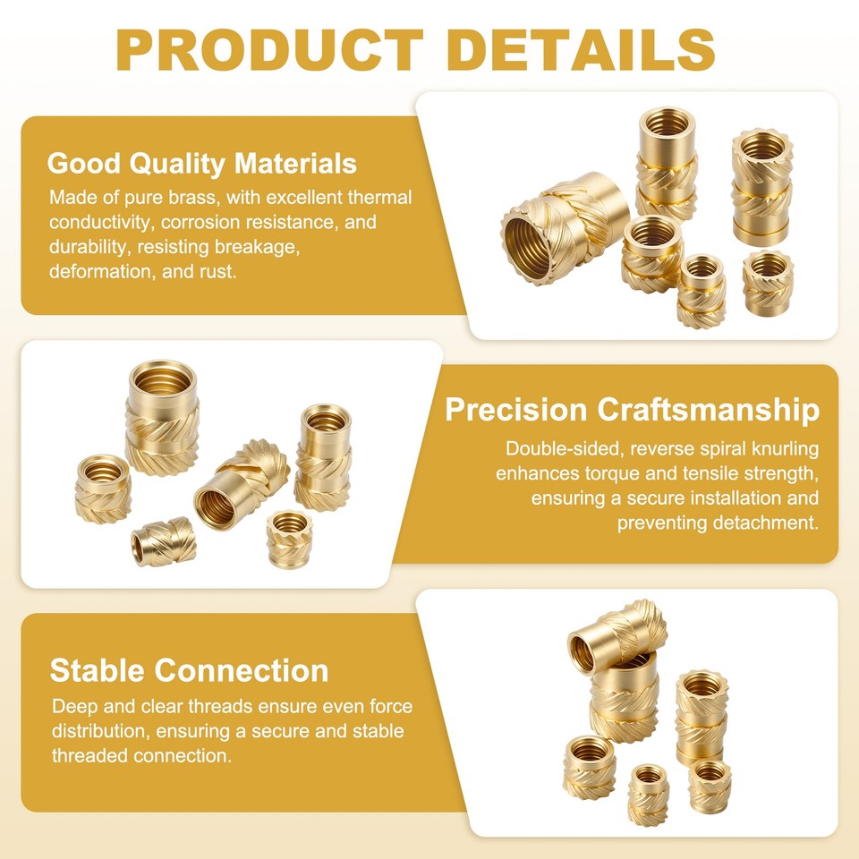 68 Pcs M2 x 3mm l x 4mm OD Pure Brass Heat Set Threaded Inserts | eBay UK