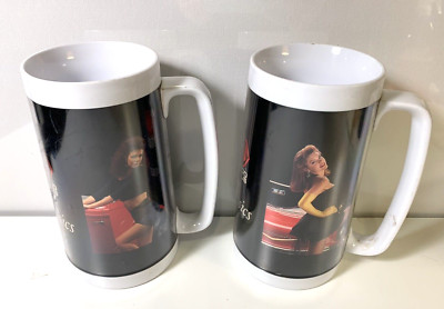 Lot 2 Vintage Thermo-Serv 18 OZ Mug Stein Cup Matco Tools Pin up girl ...
