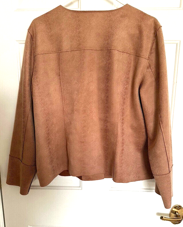 Chico’s Jacket Warm Tan Faux Reptile Skin Soft Snap Front Size 3 XL 16/ ...