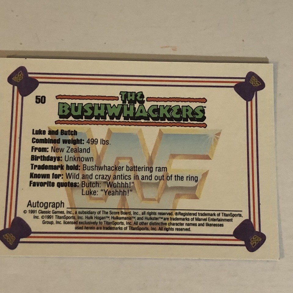 The Bushwackers WWF WWE Trading Card 1991 #50 | eBay