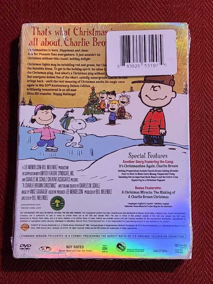 "A Charlie Brown Christmas" DVD Deluxe 50th Annv Edition New Sealed ...