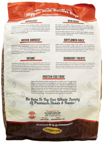 Higgins 466125 Safflower Gold Natural Food For Conure/Cockatiel, 25 ...