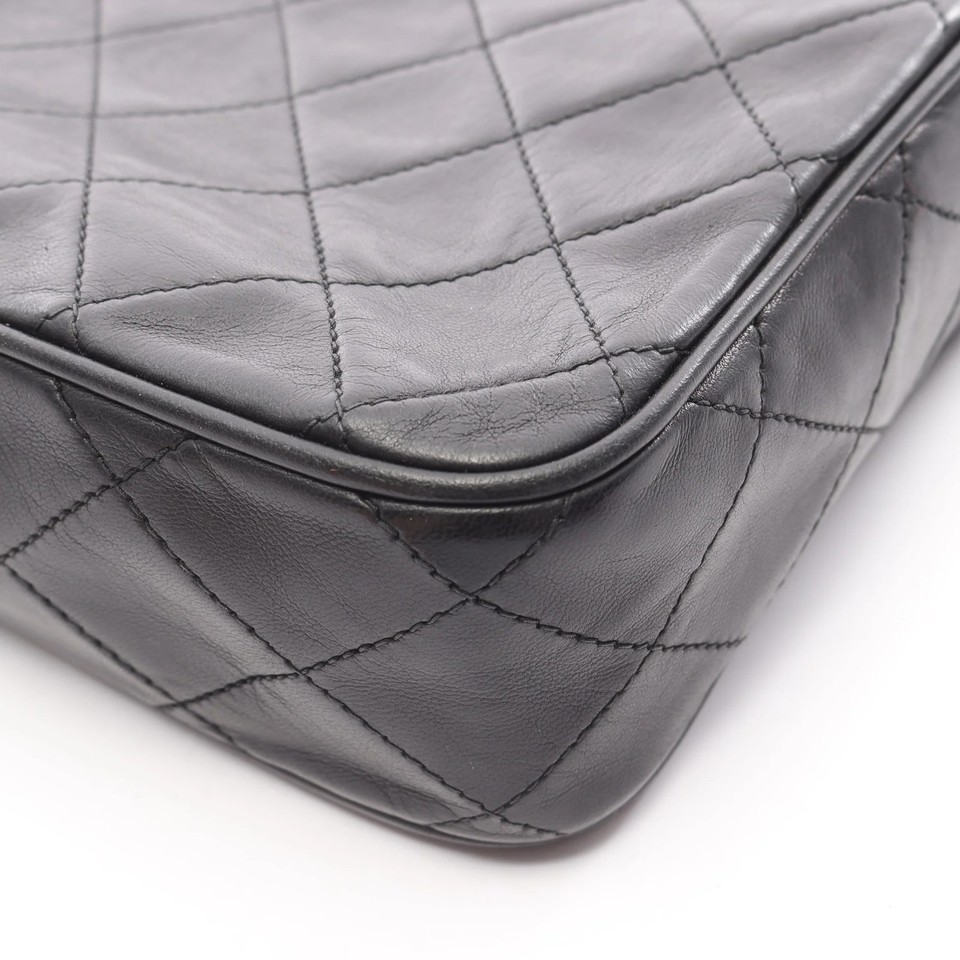 CHANEL Coco Mark Diamond Stitch Chain Shoulder Bag Lambskin Black Gold ...