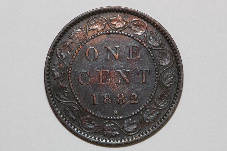 An 1882 H Damaged Obverse Canada One Cent Piece That Grades Extra Fine ...