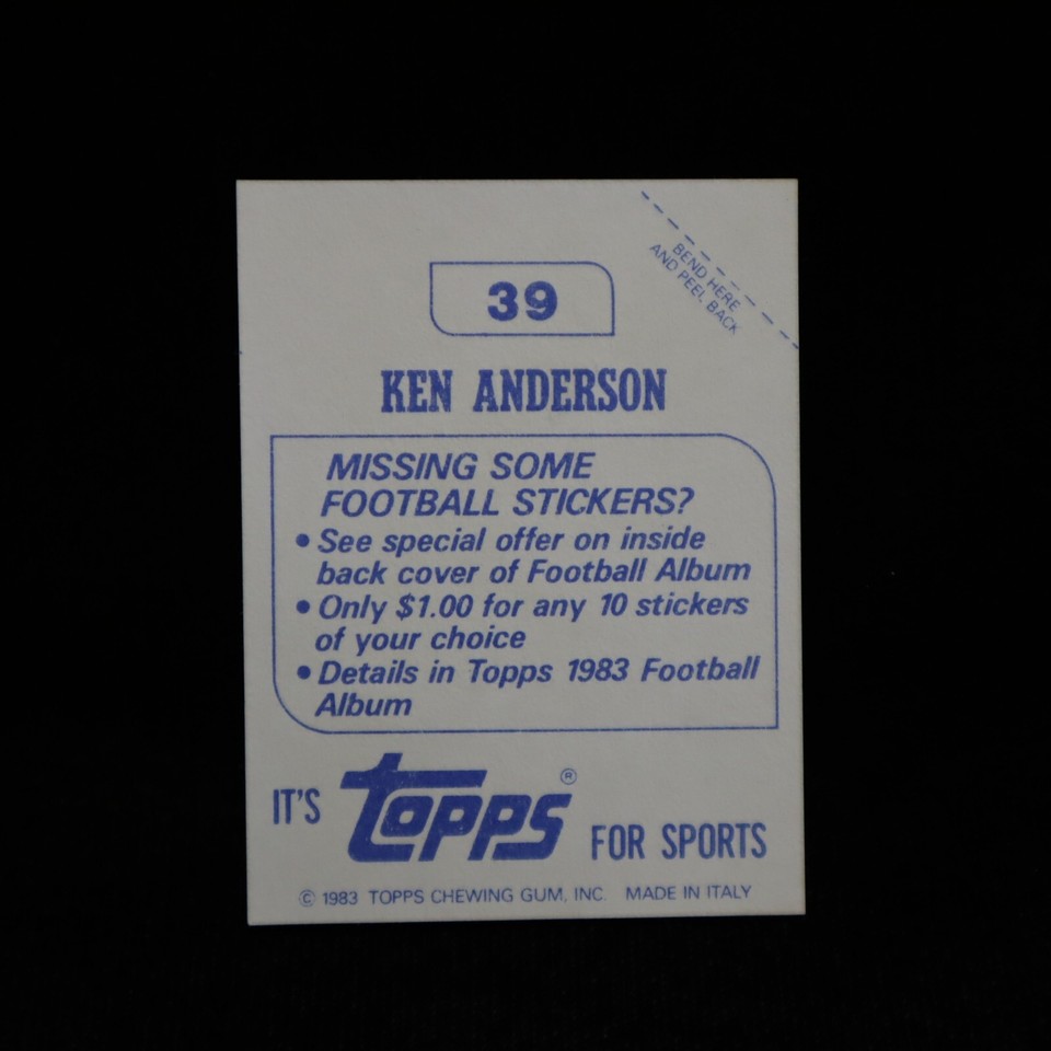 1983 Ken Anderson Cincinnati Bengals Topps Sticker #39 | eBay