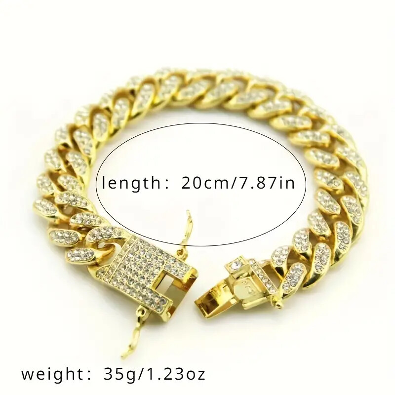 MEN'S HIP HOP GREEN DIAL LUXURY WATCH & ICED CUBAN BOX LOCK BRACELET ...