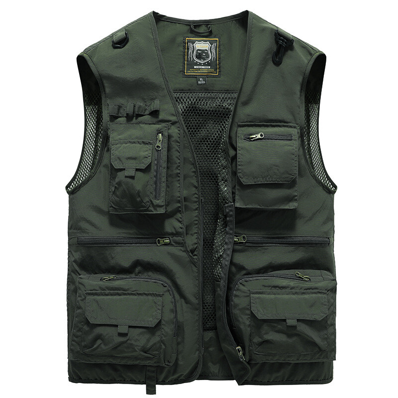 Breathable Mesh Zip Cargo Vest,Men's Multi-Pocket Quick Drying Tactical ...