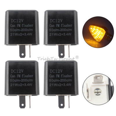 4Pcs 12V Black 2Pin Electronic Turn Signal Flasher Relay LED Flasher ...