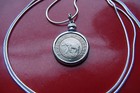 1941 Rare Elephant & Palm Tree Coin Pendant 30" 925 Sterling Silver ...