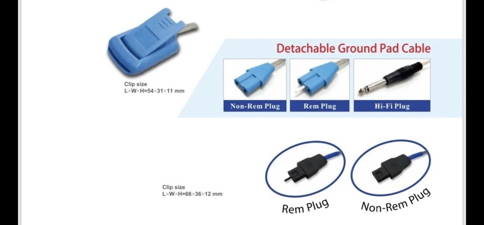 Grounding ESU Pad with Cable Monopolar NON-REM Plug, Electrosurgical ...