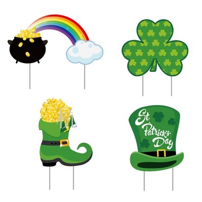 4Pcs St. Patrick's Day Yard Signs Festival Decors Garden Yard Sign ...