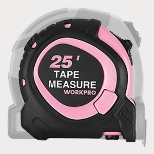 WORKPRO Pink 25-FT Tape Measure with Fraction Nylon Coating Blade ...