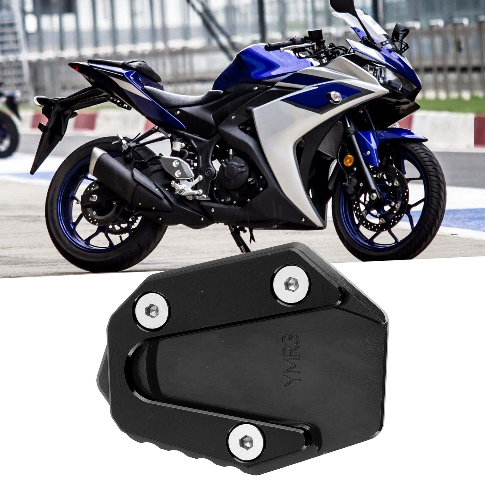 *Black Parking Kickstand Extension Pad Side Stand Support For YZF R25 ...