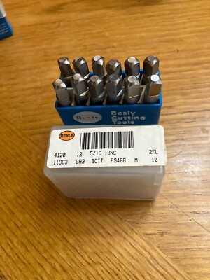 12 NOS Besly Tool 5/16"-18 NC 2 Flute GH3 Spiral Point Plug Hand Taps ...