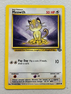 Meowth 56/64 Jungle Set Pokemon Card | eBay