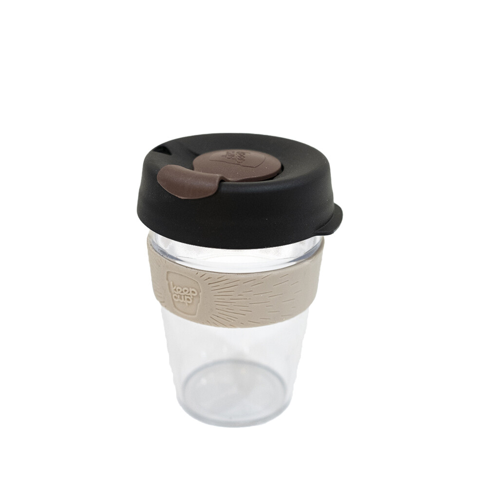 KeepCup Original Clear 340ml Tritan Cup Mug w/ White Base Black Lid/Brown Plug | eBay Australia