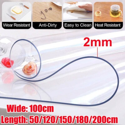 2mm Thick Clear Tablecloth Transparent Vinyl PVC Table Protector ...