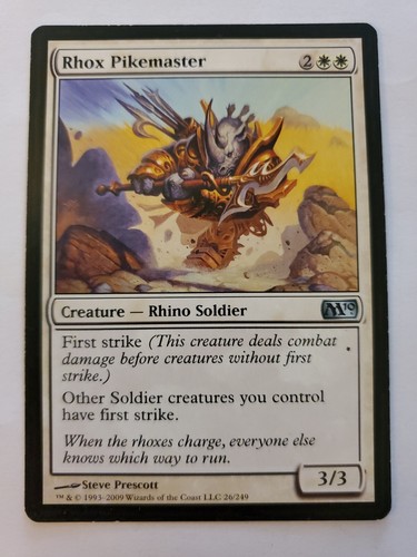 MTG Magic The Gathering Card Rhox Pikemaster Creature Rhino Soldier ...