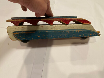 Vintage 1940s Wood Toy Bus Streamline Folk Art | eBay