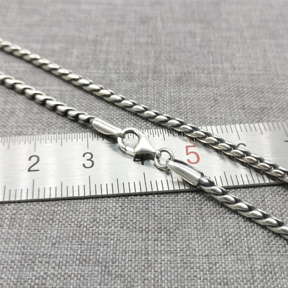 925 Sterling Silver Oxidized Bone Shape Necklace Chain Lobster Clasp 18 ...