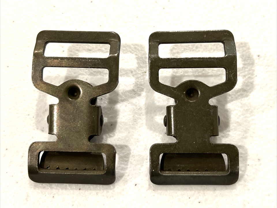 2 Vintage Navy Webbing Spring Strap Clamps Alligator Clips | eBay