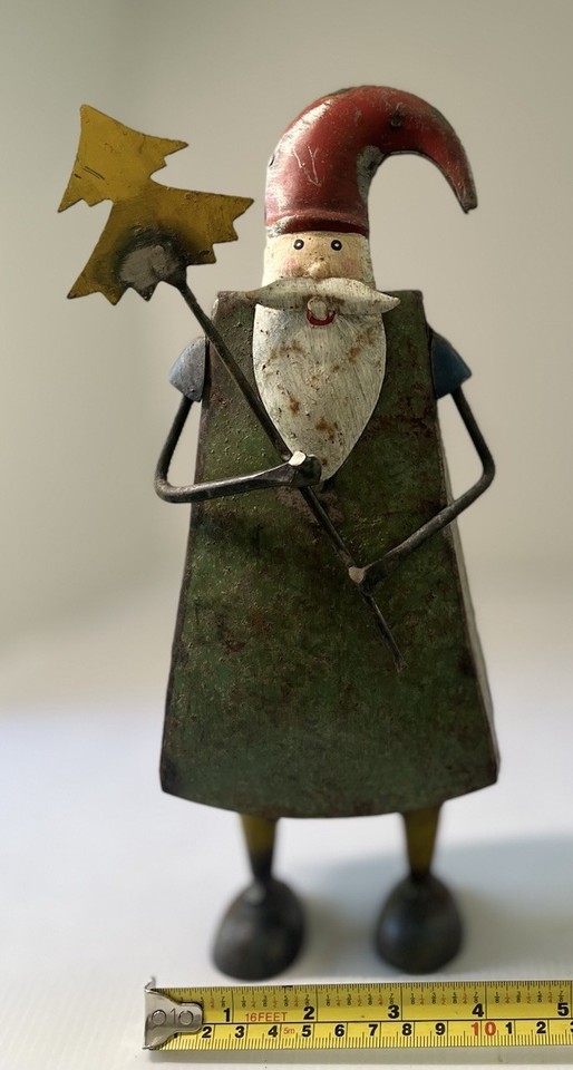Rustic Primitive Reclaimed Recycled Welded Metal Santa w/ Tree 11" SALE ...