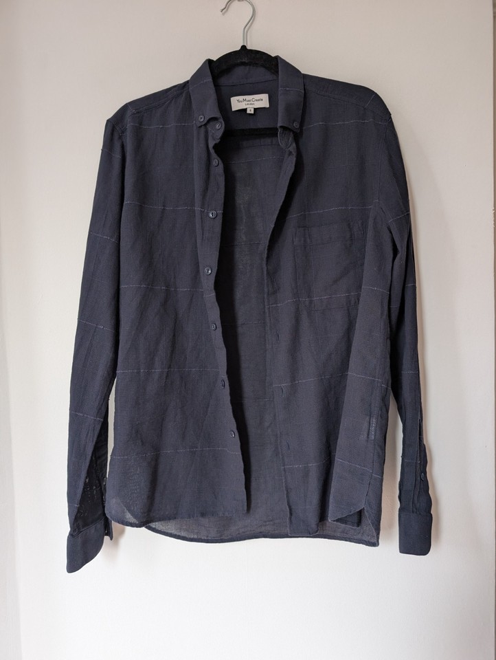 YMC You Must Create London Navy Stripe Light Long Sleeve Shirt Size S ...