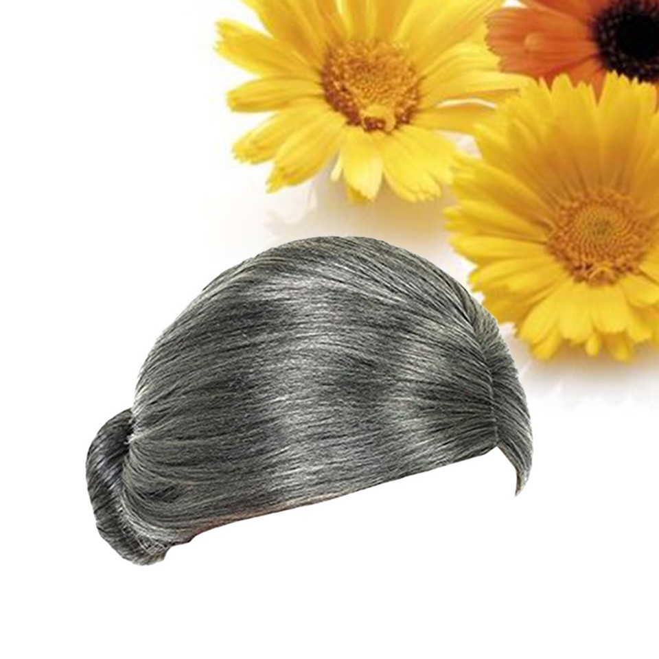 Old Lady Wig Costume Mrs. Santa Grandma Aged Women Wig Bun Hairstyle ...