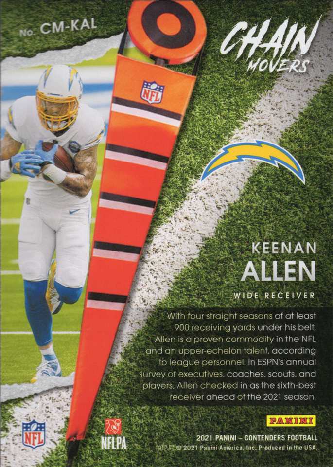 2021 Panini Contenders Keenan Allen #CM-KAL Chargers Chain Movers NFL ...