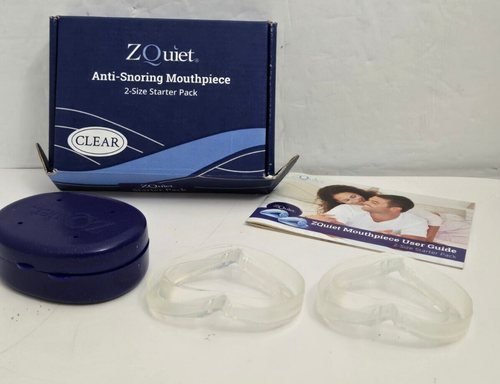 ZQUIET Anti-Snoring Mouthpiece 2-Size CLEAR Starter Pack OPEN BOX ...