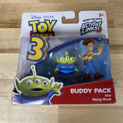 NEW 2009 Mattel Disney Pixar Toy Story 3 Alien & Waving Woody Buddy ...