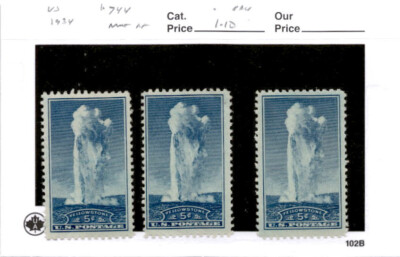United States Postage Stamp, #744 (3 Ea) Mint NH, 1934 Yellowstone (AB ...