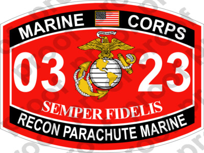 STICKER USMC MOS 0323 RECON PARACHUTE MARINE ooo USMC Lisc No 20187 | eBay