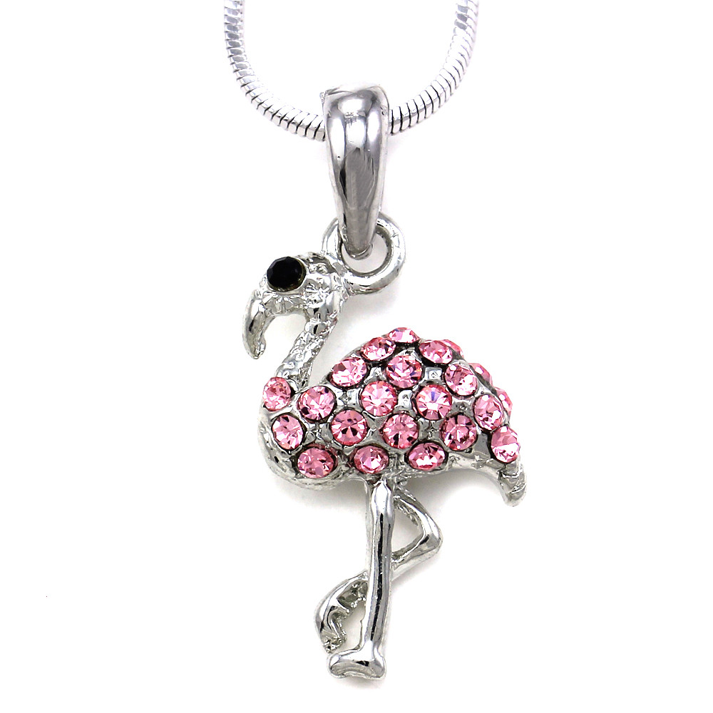 Flamingo Pink Crystal Rhinestone Necklace Chain Pendant | eBay