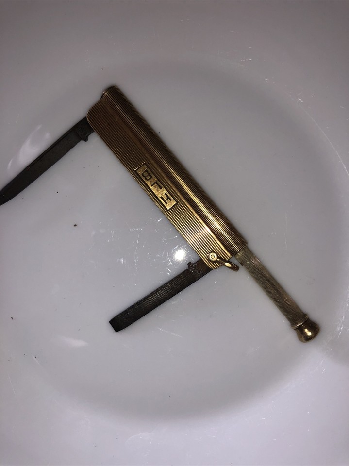 Vintage Solid 14K Yellow Gold Shell Pocket Knife & Match striker | eBay