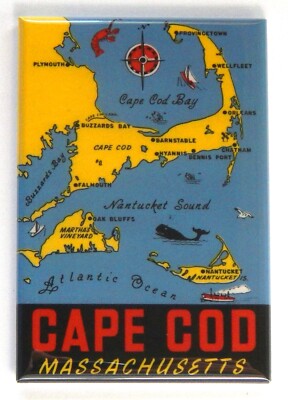 Cape Cod Map FRIDGE MAGNET Massachusetts style B travel souvenir | eBay