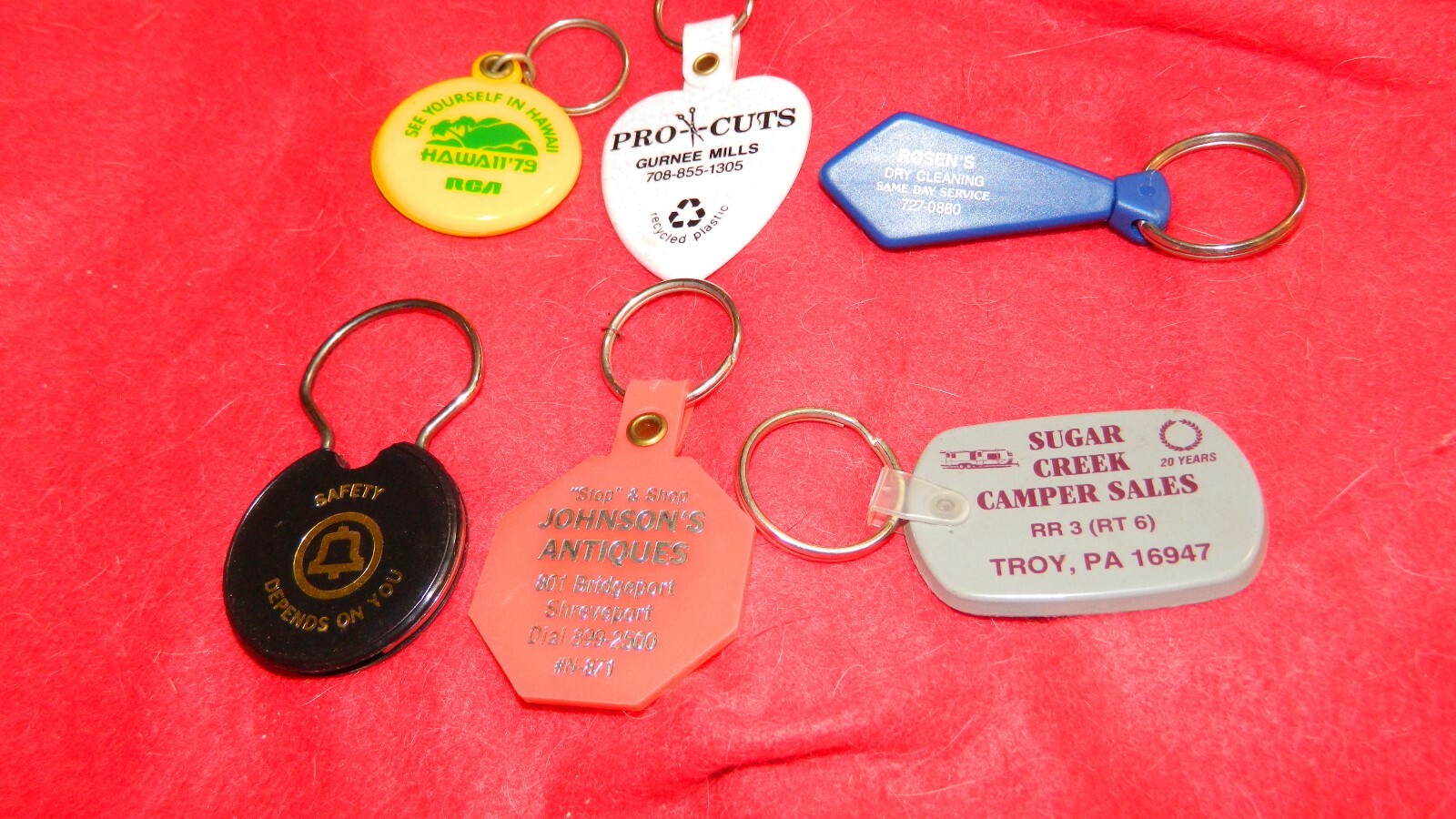 BUSINESS ADVERTISING KEYCHAINS 6 DIFFERENT VINTAGE LOT # B FREE USA ...
