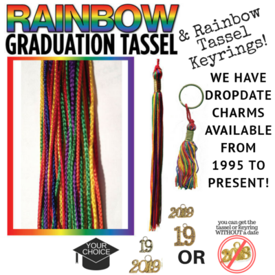 Rainbow Graduation Tassel or Keychain Key Ring LGBTQ Gay Queer Grad ...