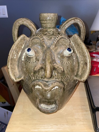 Steve Abee Lenoir Nc Folk Art Pottery Face Jug Large 11.5” | eBay