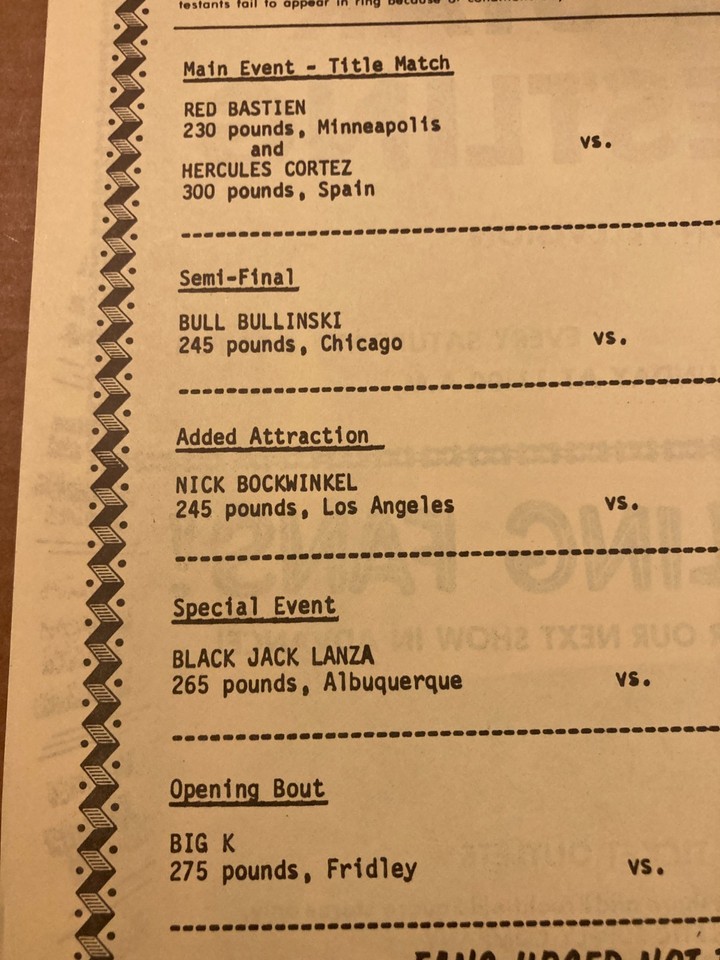 AWA Wrestling Program June 5, 1971 with Match Card - Mad Dog Vachon ...