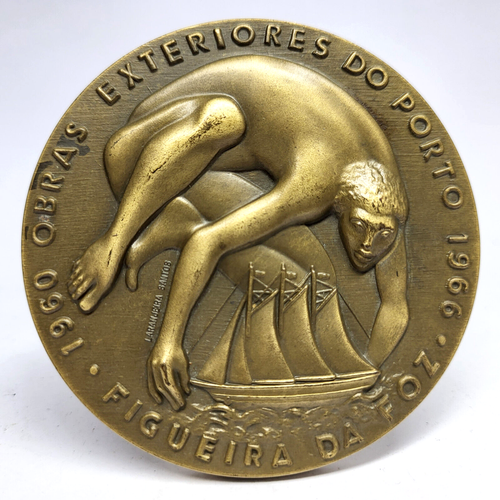 ART/ Nude Man/ SHIP/ FIGUEIRA DA FOZ MARITIME PORT 1966 Allegorical Bronze Medal | eBay