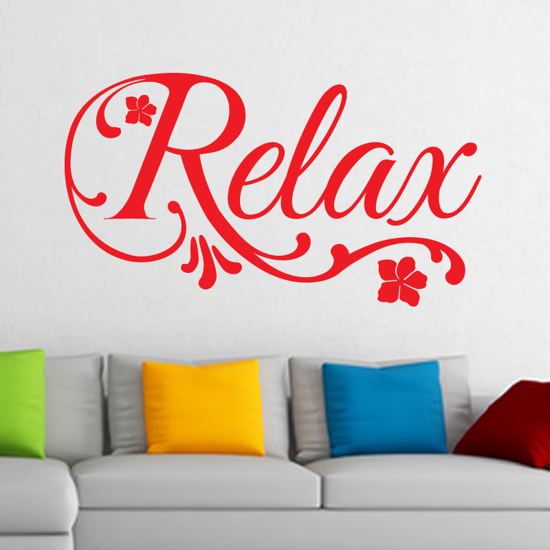 RELAX swirls flower wall sticker art decal beauty hair nail salon spa ...