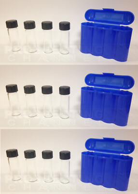 3 VIAL Carring CASE Holder Protector + 12 1 ozt GOLD VIALS Storage ...