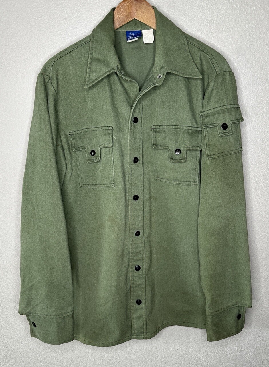 Vintage Sears Jeans Joint 1970’s Military Button Down… - Gem