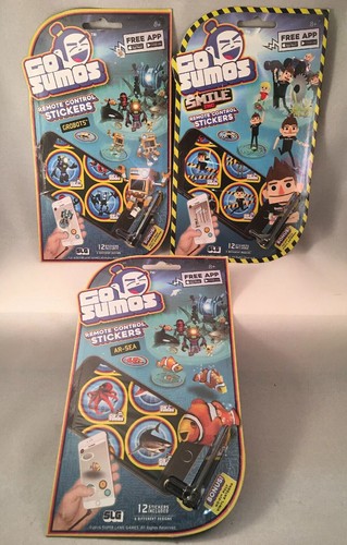 Set of 3 ~ GO SUMOS Remote Control Stickers ~ GROBOTS, AR-SEA & SMILE ...